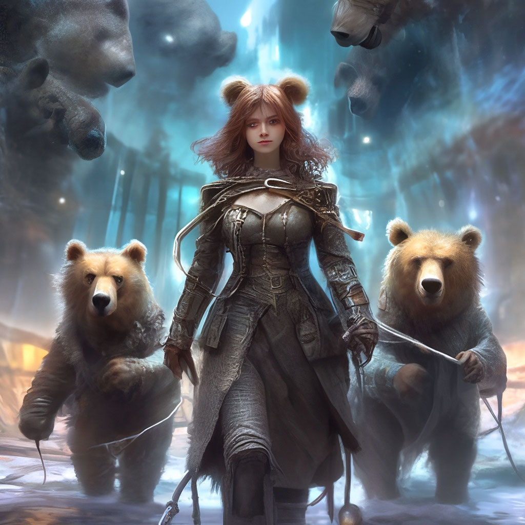 "Masha leads three bears on a leash apocalypse, destruction, digital ...