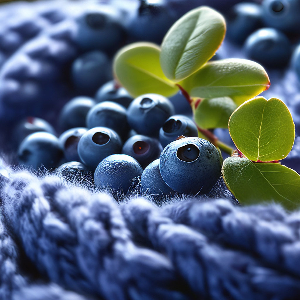 "Scarf knitted from fluffy blue angora with lingonberry berries ...