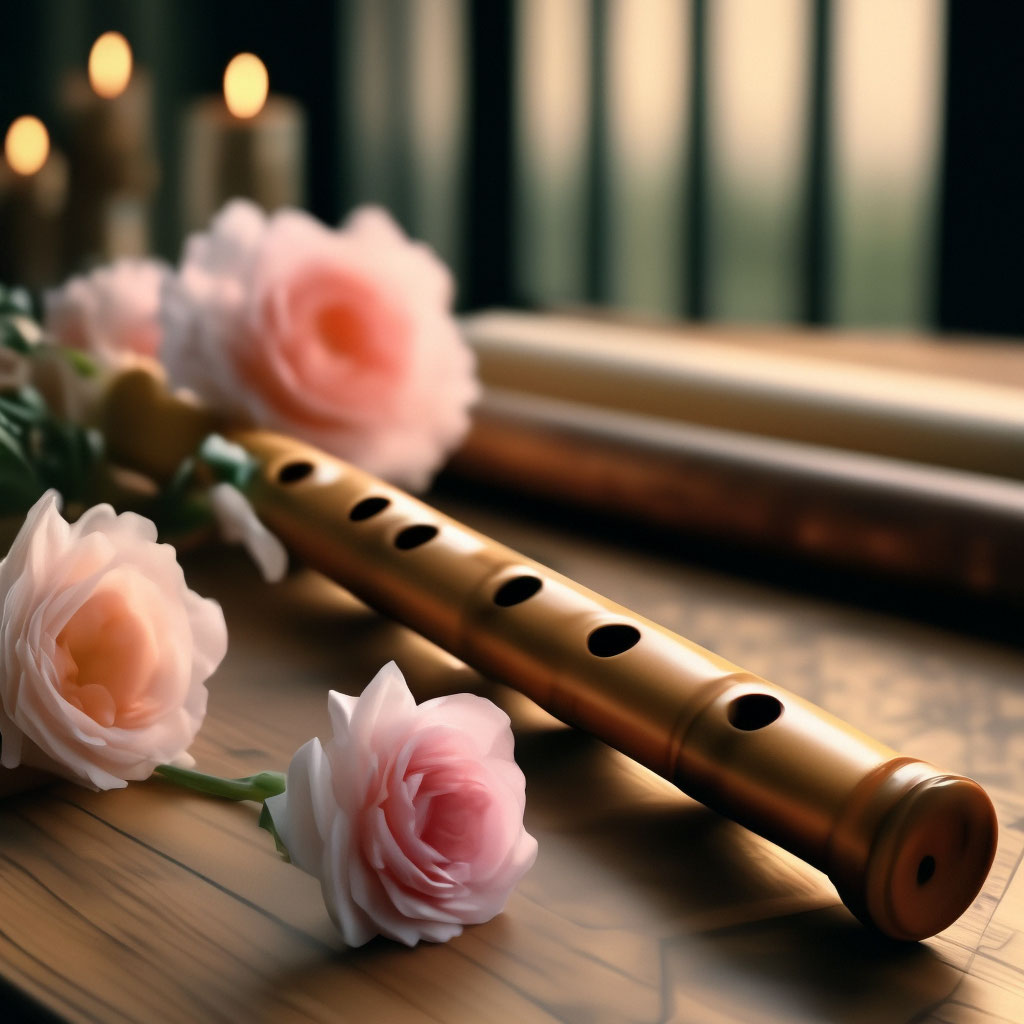 "Recorder, flauta dolce, sublime flowers, ambient light" — image ...