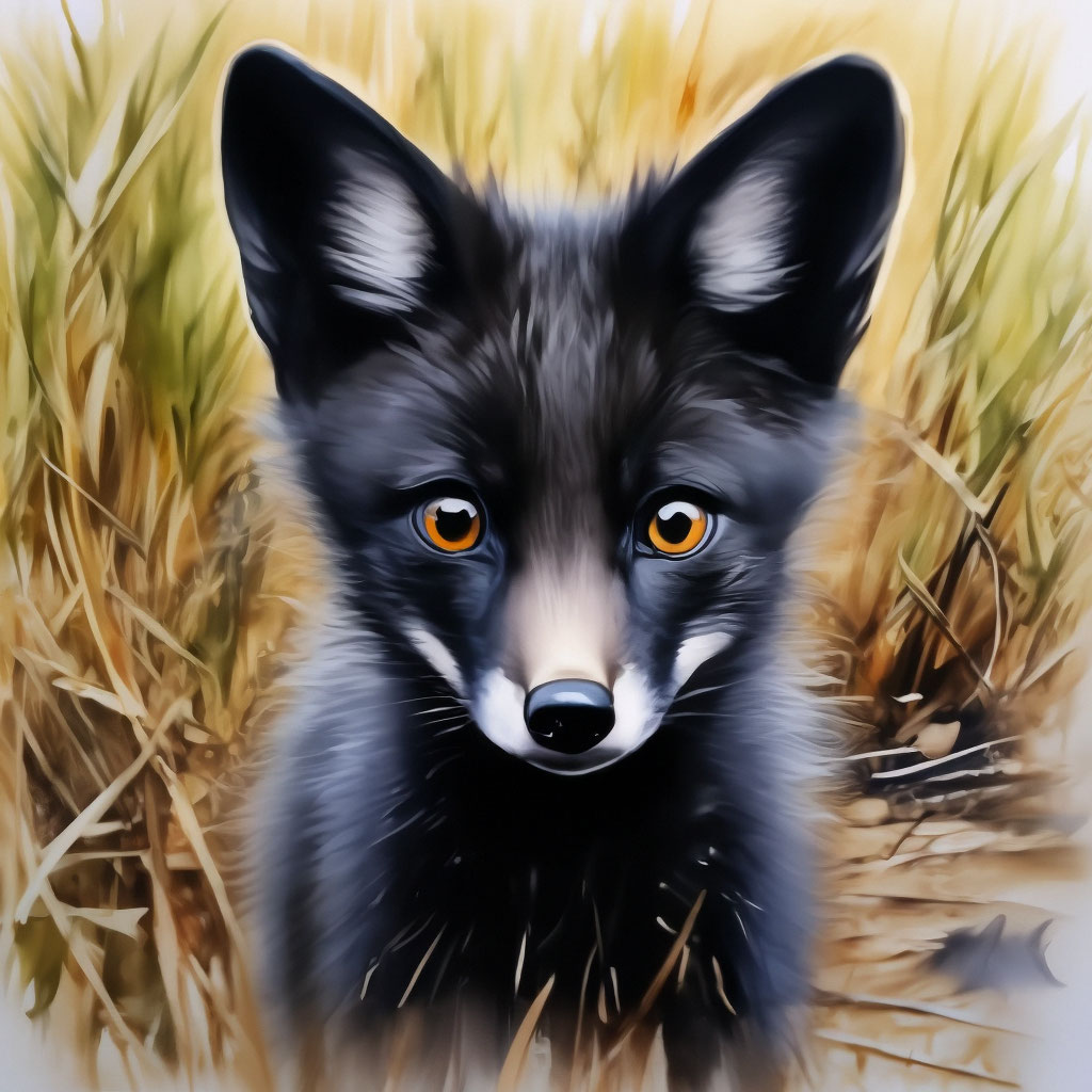 "Black Fox Cub A very cute little beautiful unusual black fox cub who ...