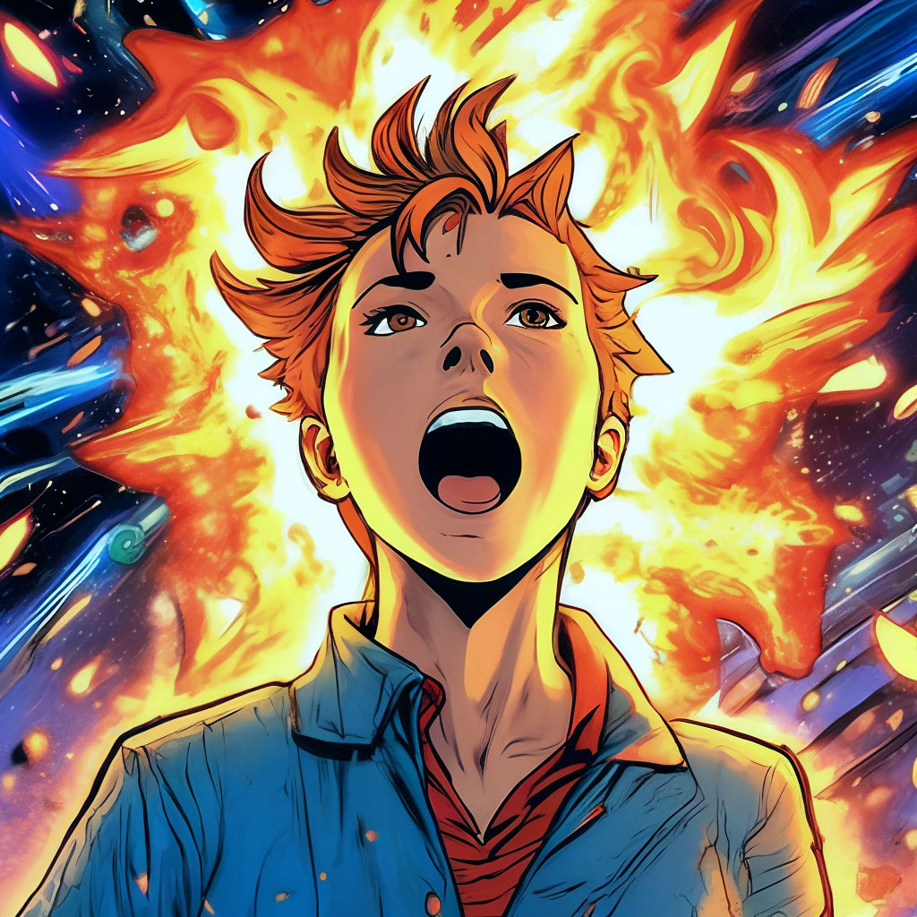 "Spark, comic" — image created in Shedevrum