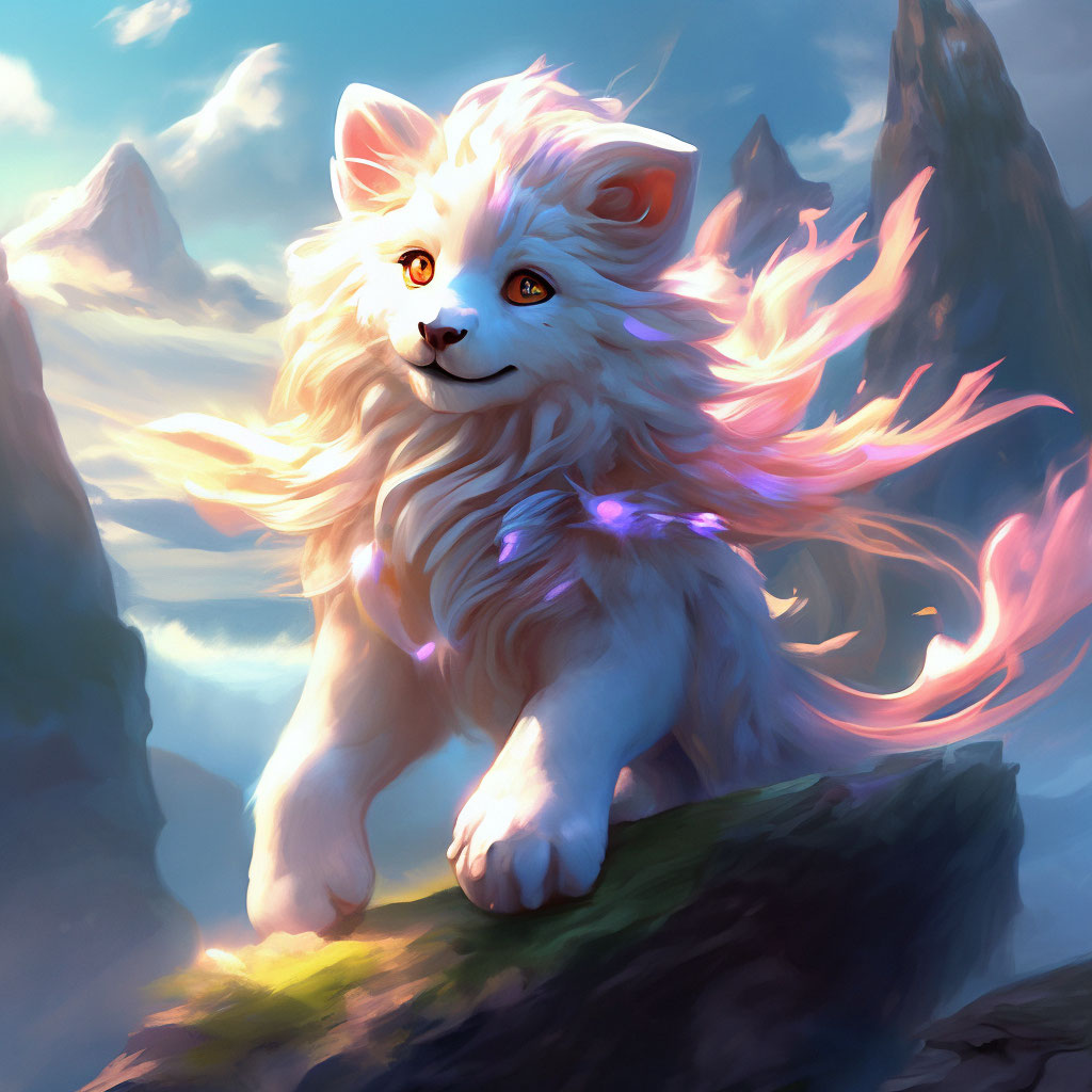 "🤍 soft, cloudy, airy mythical creature, cub, arbitrary angle ...