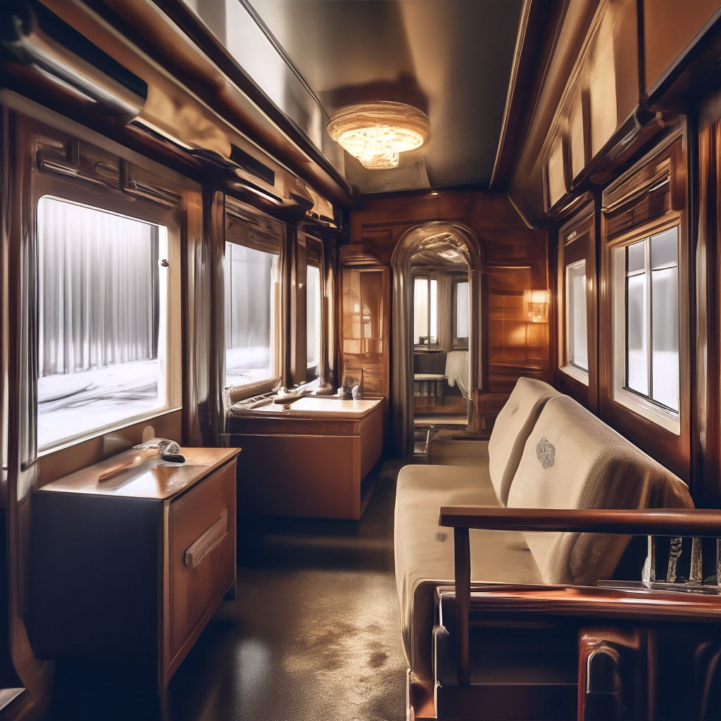 "Luxury train compartment," — image created in Shedevrum