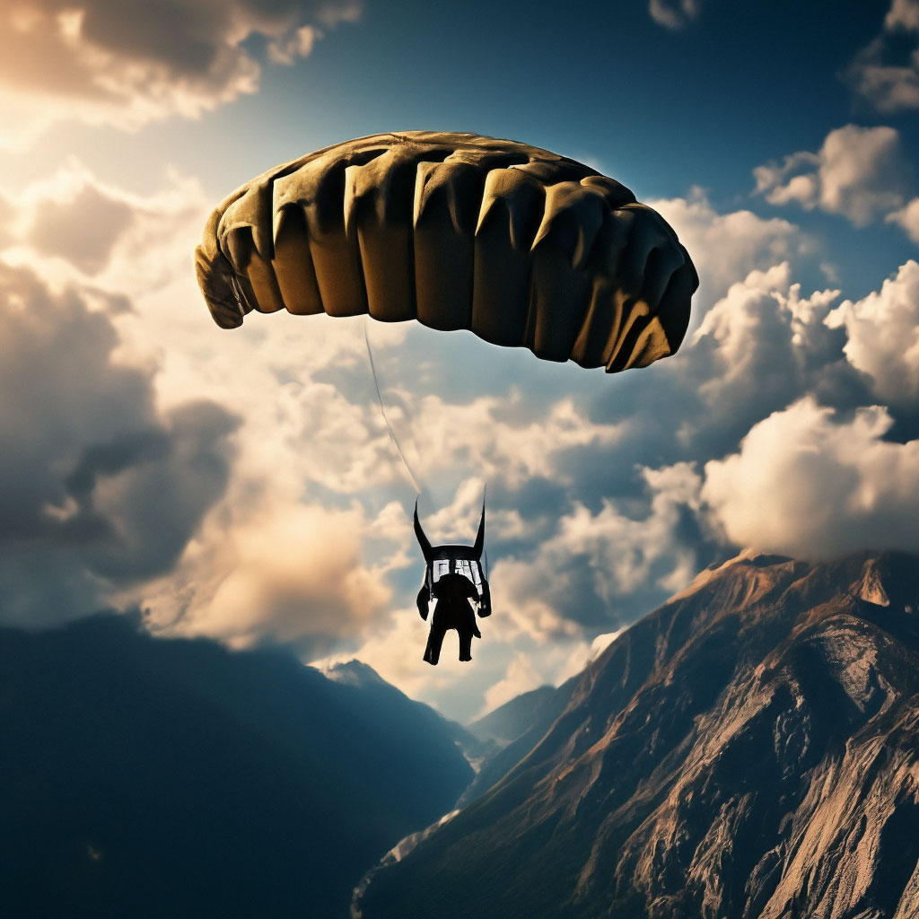 "Parachute jump, professional photo, 4k, aesthetically pleasing ...