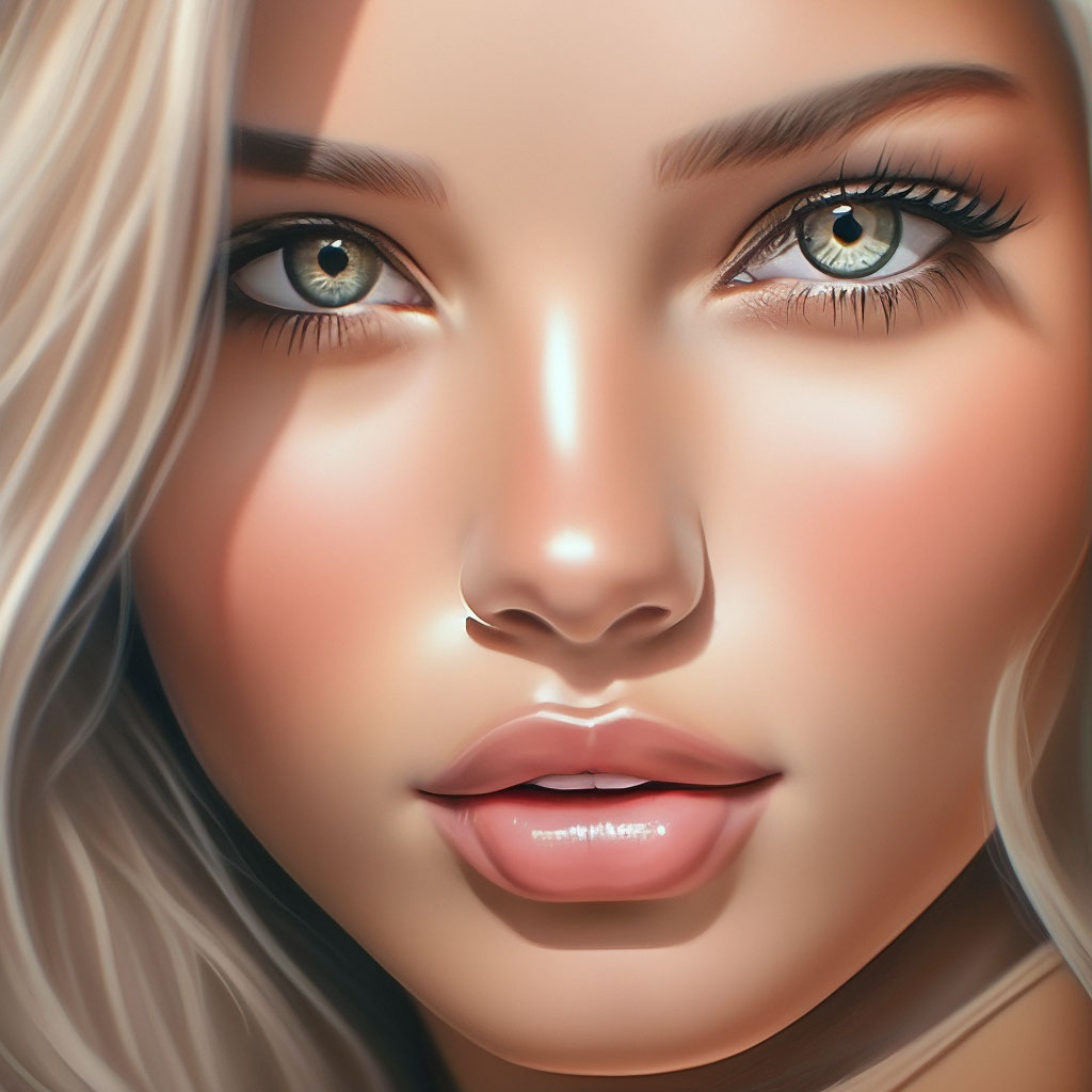 "Gorgeous pencil drawing blonde girl spectacular blush on the cheeks ...