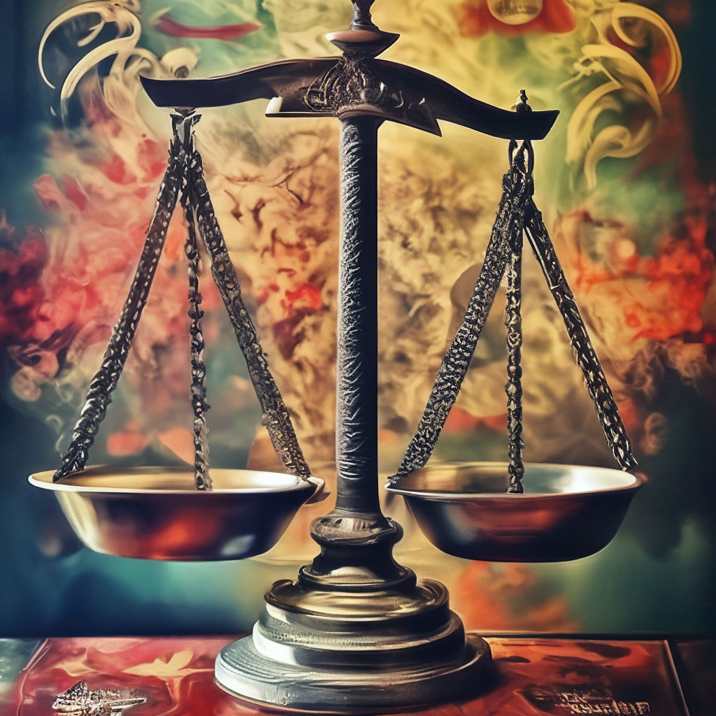 "Vintage picture,scales of justice, color table ral, art, filigree ...