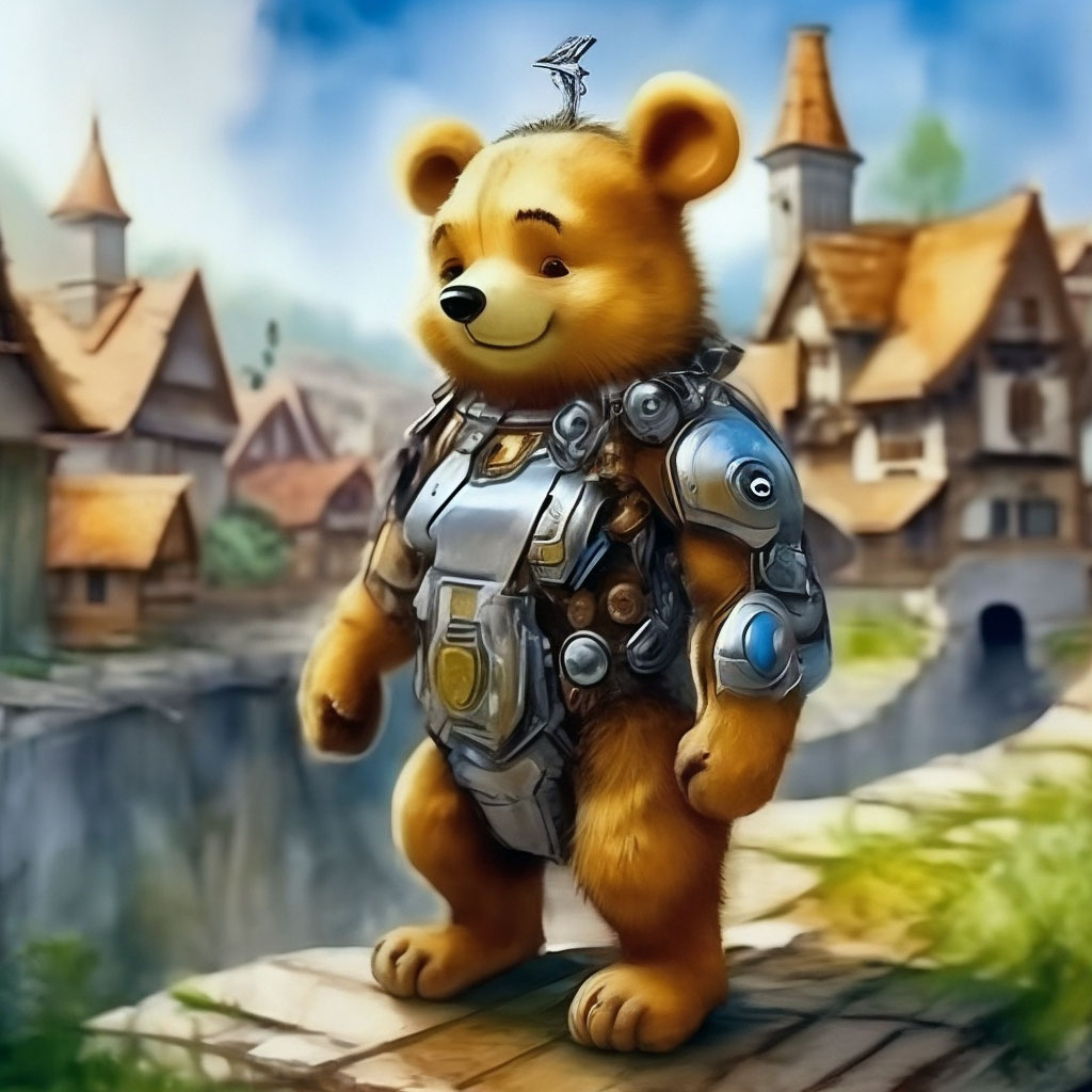 "Cute cartoon cyborg bear Winnie the Pooh. The coating is made of high ...