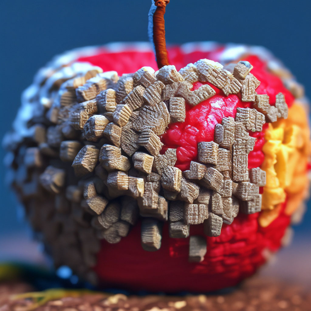 "Moldy apple, realistic, high detail, macro" — image created in Shedevrum