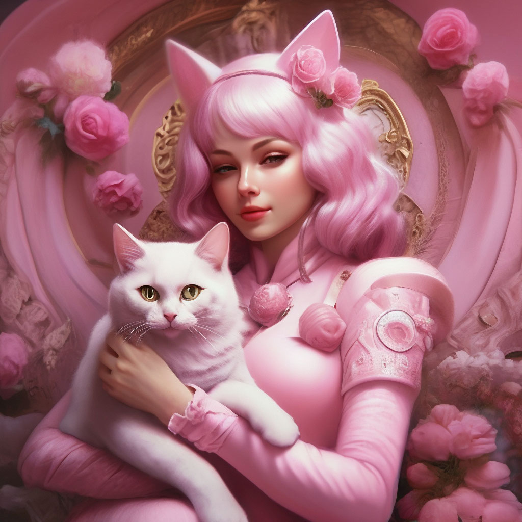 "The perfect woman of the whole universe with a pink cat" — image ...