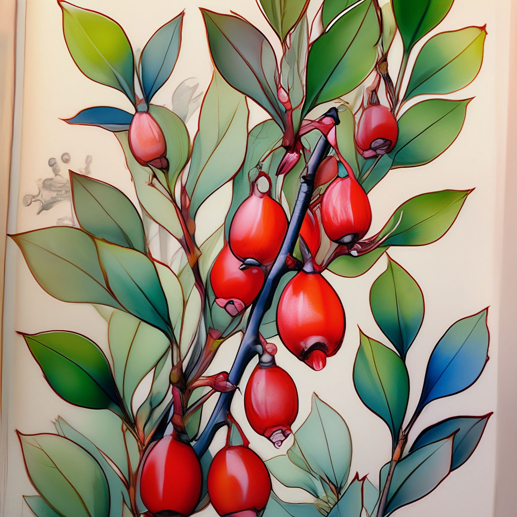 "Barberry, scandinavian surreal style, drawing details, sketch ...