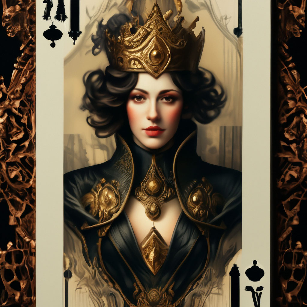 "The Queen of spades playing card" — image created in Shedevrum