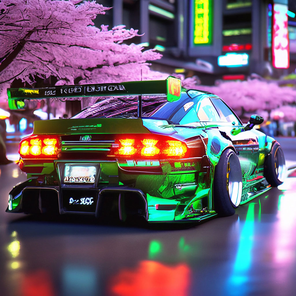 "Realism, 32k, high resolution, jdm, japanese cars, sakura, racing ...