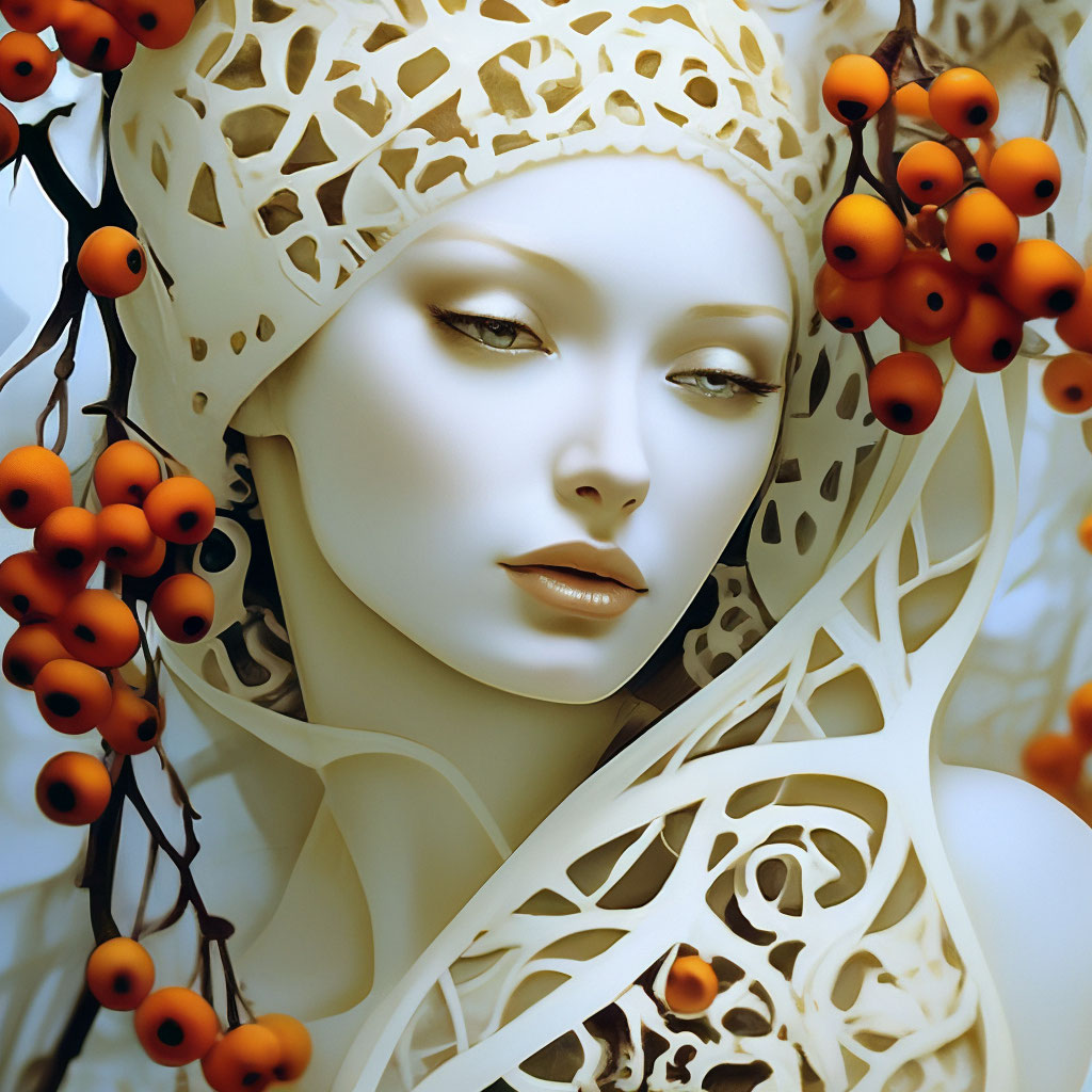 "Rowan woman,rowan motif, fractal pattern, rowan berry pattern, milk ...