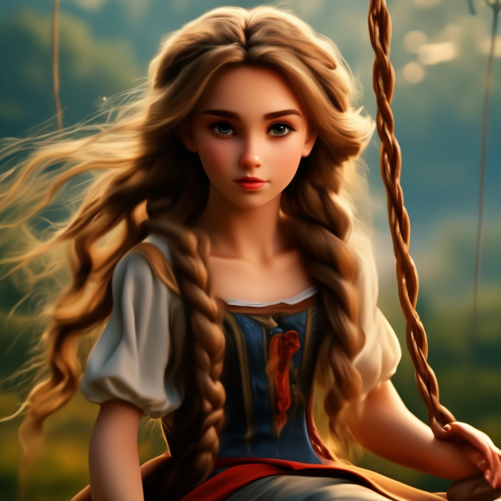 "Draw a peasant girl with a beautiful pigtail of wheat swinging on a ...