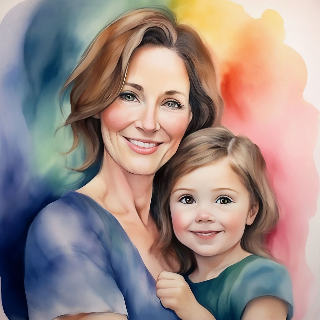 "Watercolor portrait of mom" — image created in Shedevrum