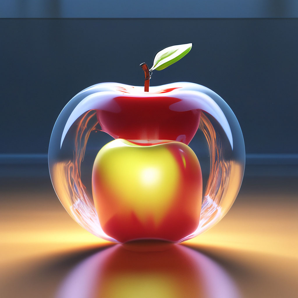 "Recursively nested transparent apple" — image created in Shedevrum