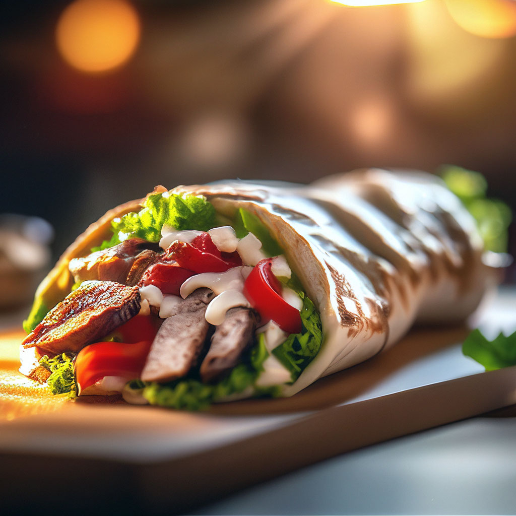 "Shawarma, bright lighting, realistic, beautiful, 4k, high resolution ...