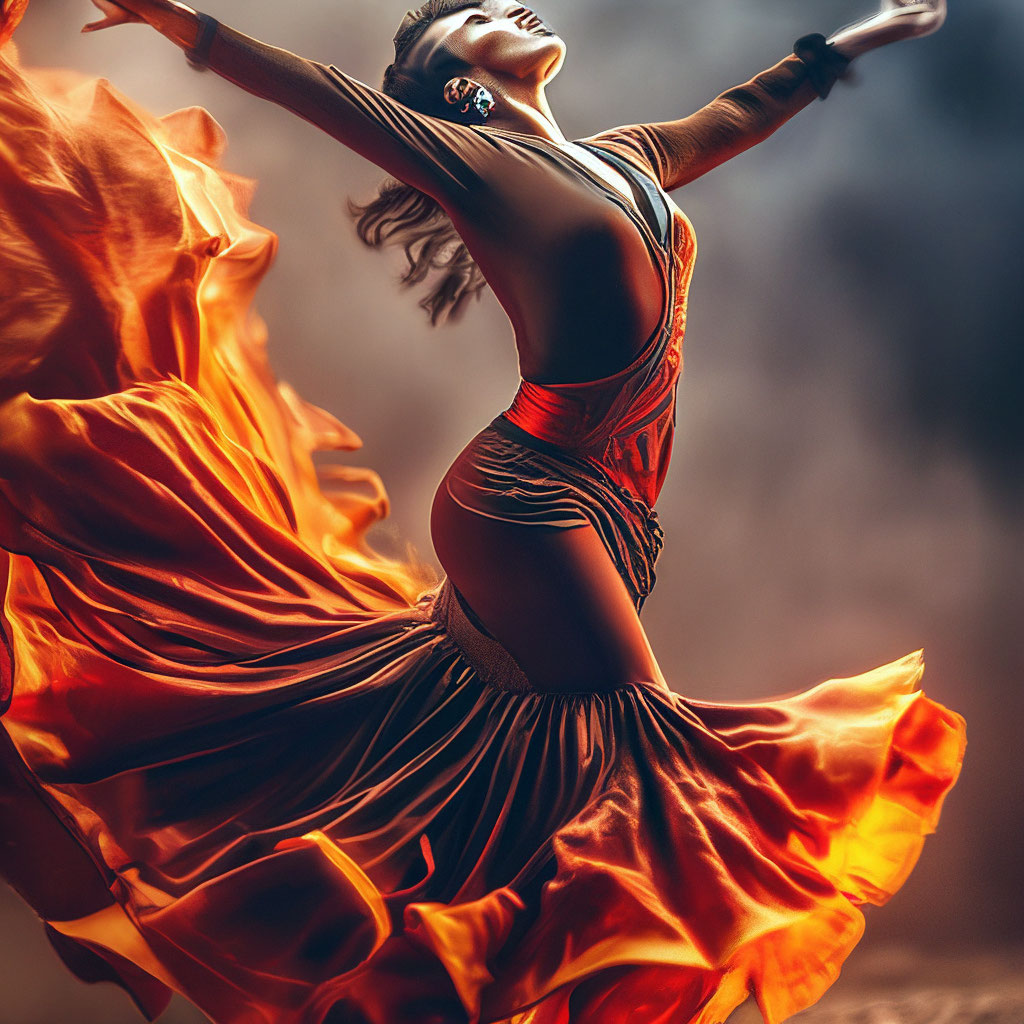 "Flamenco music, fiery passion in movements, in a jump, perfection ...
