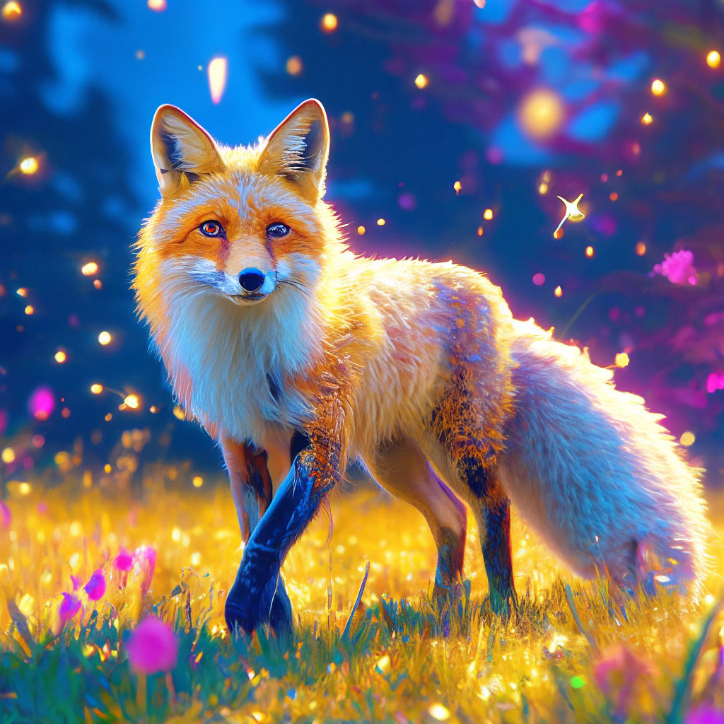 "A fox is walking across the field + a huge fluffy tail+shooting from ...
