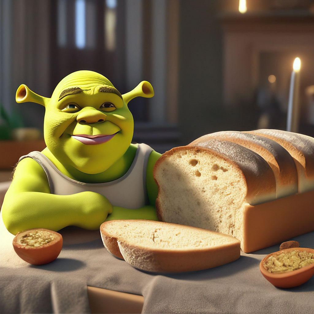 "Bread and shrek on dates, beautiful, realistic, professional photo, 4k ...