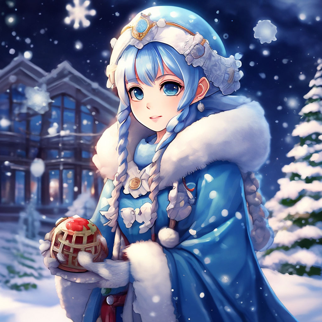 "Snow maiden in anime style" — image created in Shedevrum