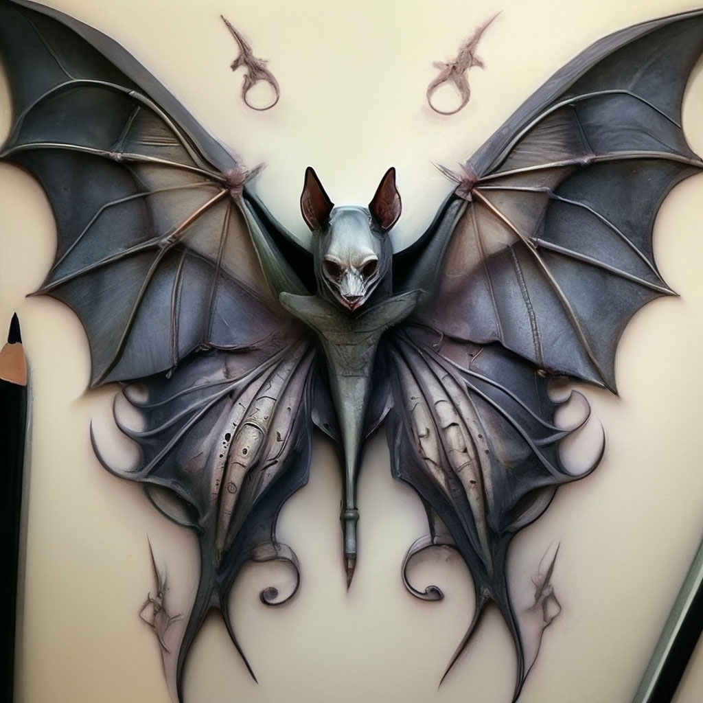 "Hybrid of a bat and a butterfly,32 k,lots of details,drawing,beauty ...