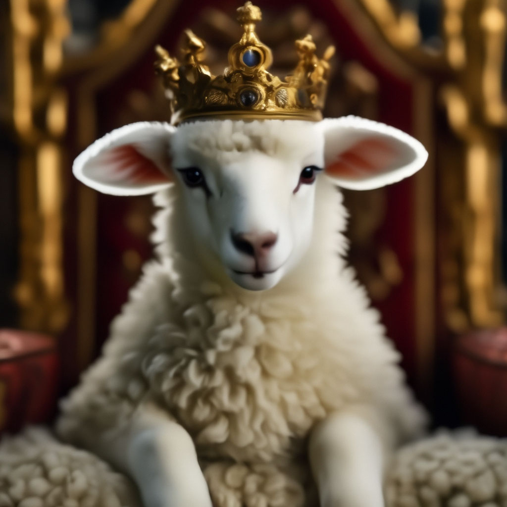 "Cute lamb king sits on the throne!!!, aesthetically pleasing ...