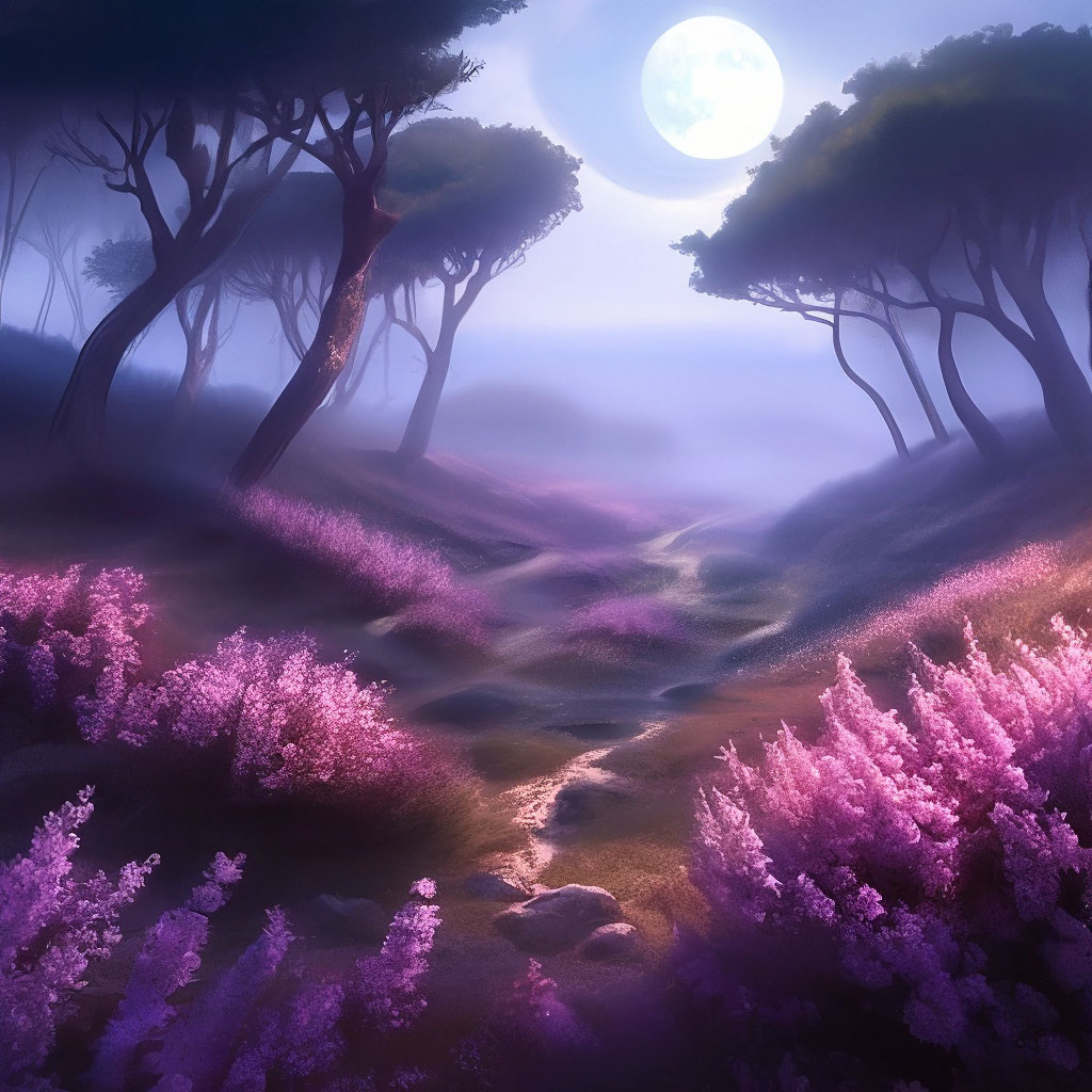 "~ heather trees, heather trees, thicket, surrealism, angle from below ...