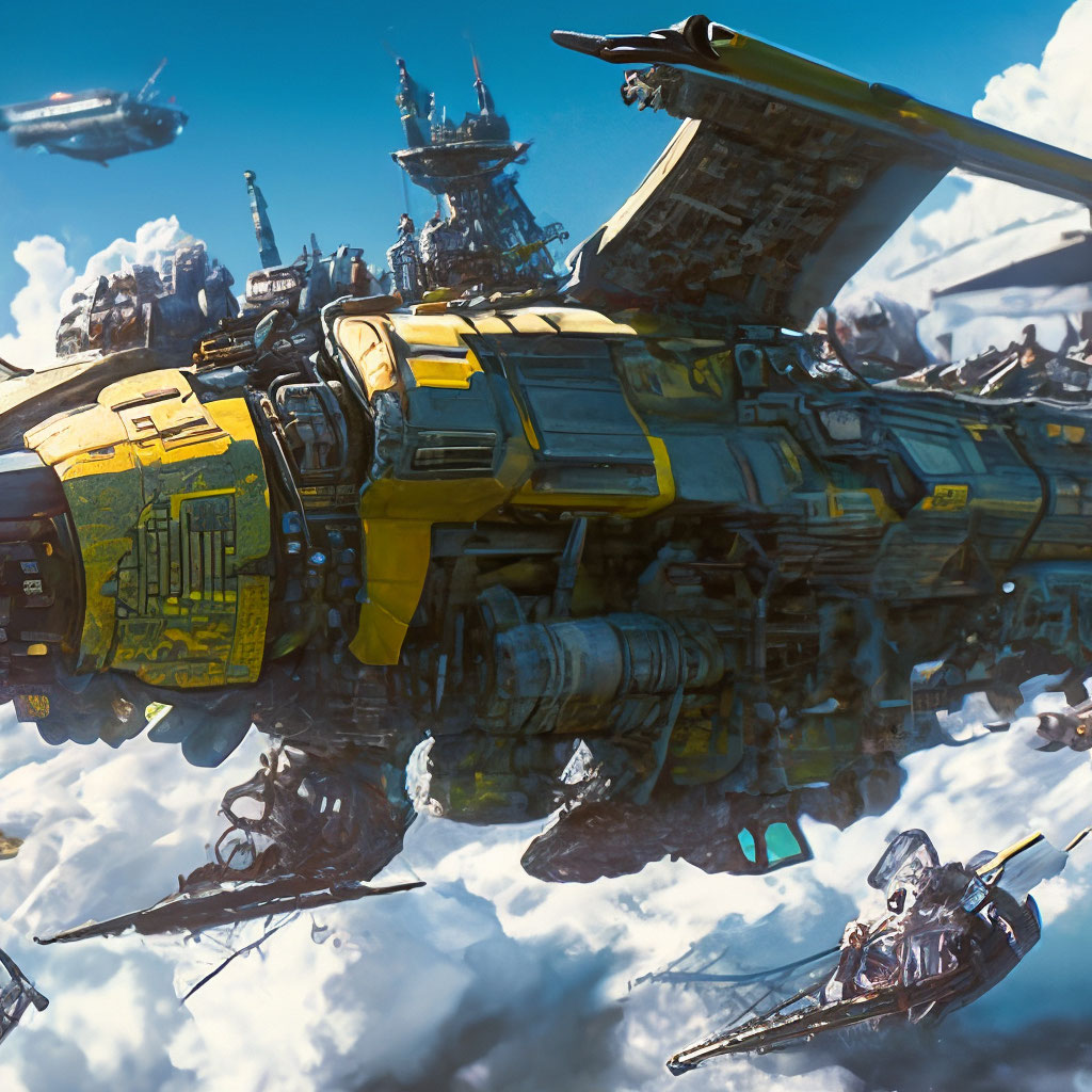 "A monstrous, creepy,futuristic, robotic aircraft is flying in the ...