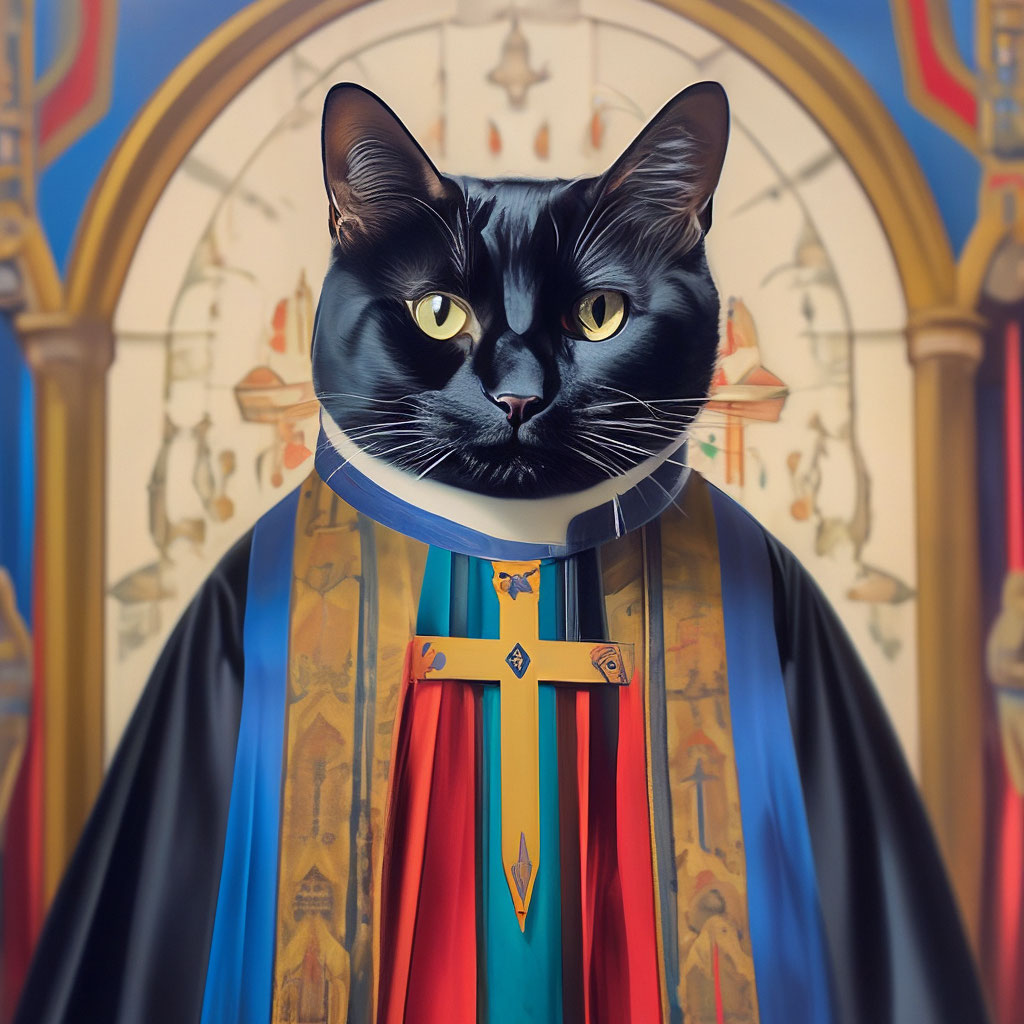 "The Reverend cat in a coloratka and black vestments" — image created ...