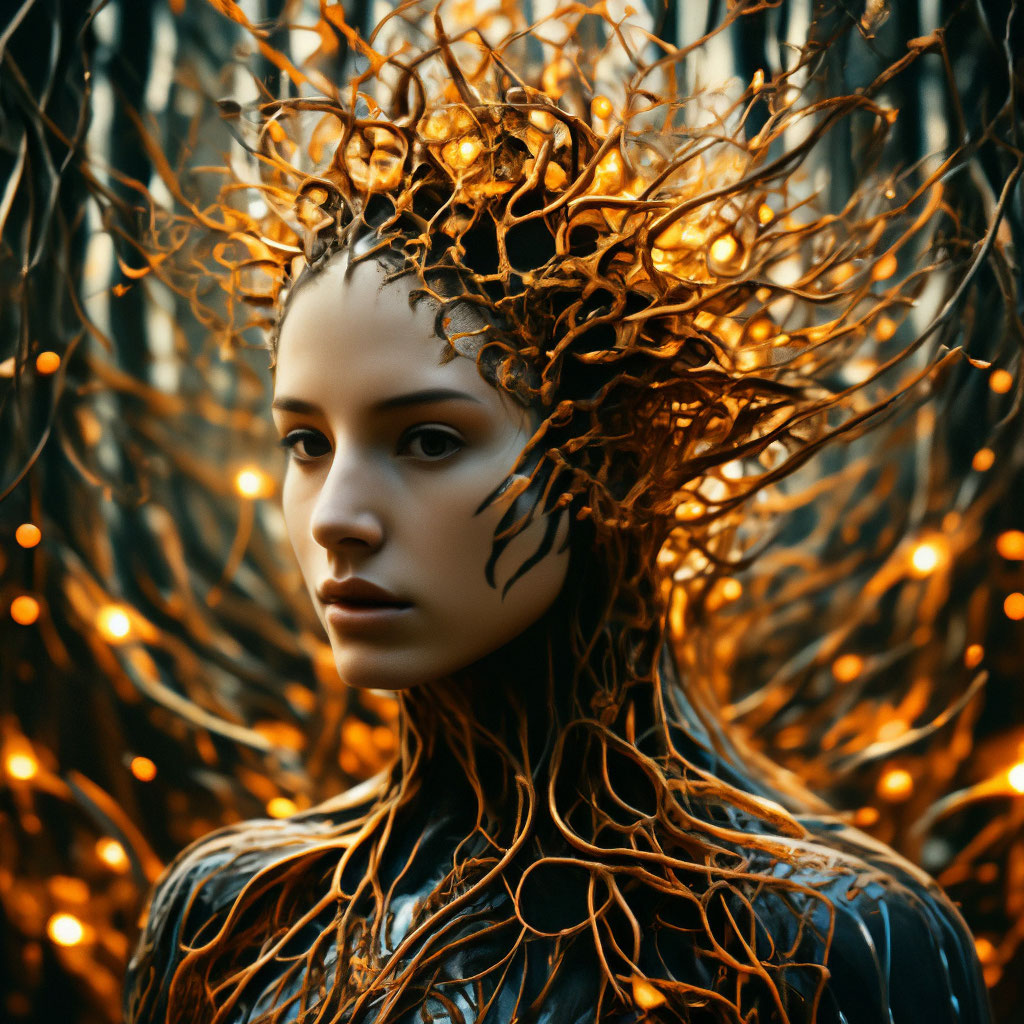 "Neural networks I draw mycelium of the mind" — image created in Shedevrum