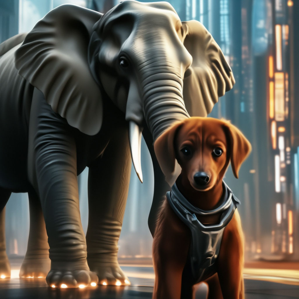 "Ay, Little Dog! To know she is strong that she barks at an Elephant ...