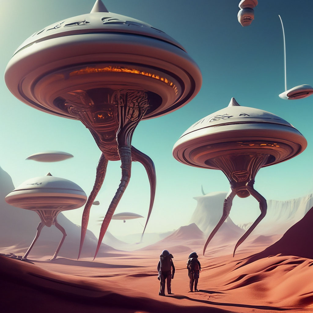 "Aliens from a low gravity planet" — image created in Shedevrum