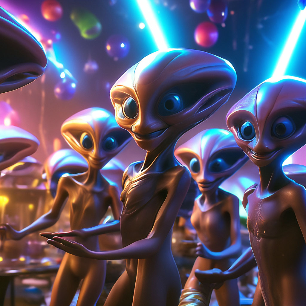 "Alien party, aliens, fun, celebration, dancing, happiness +related ...