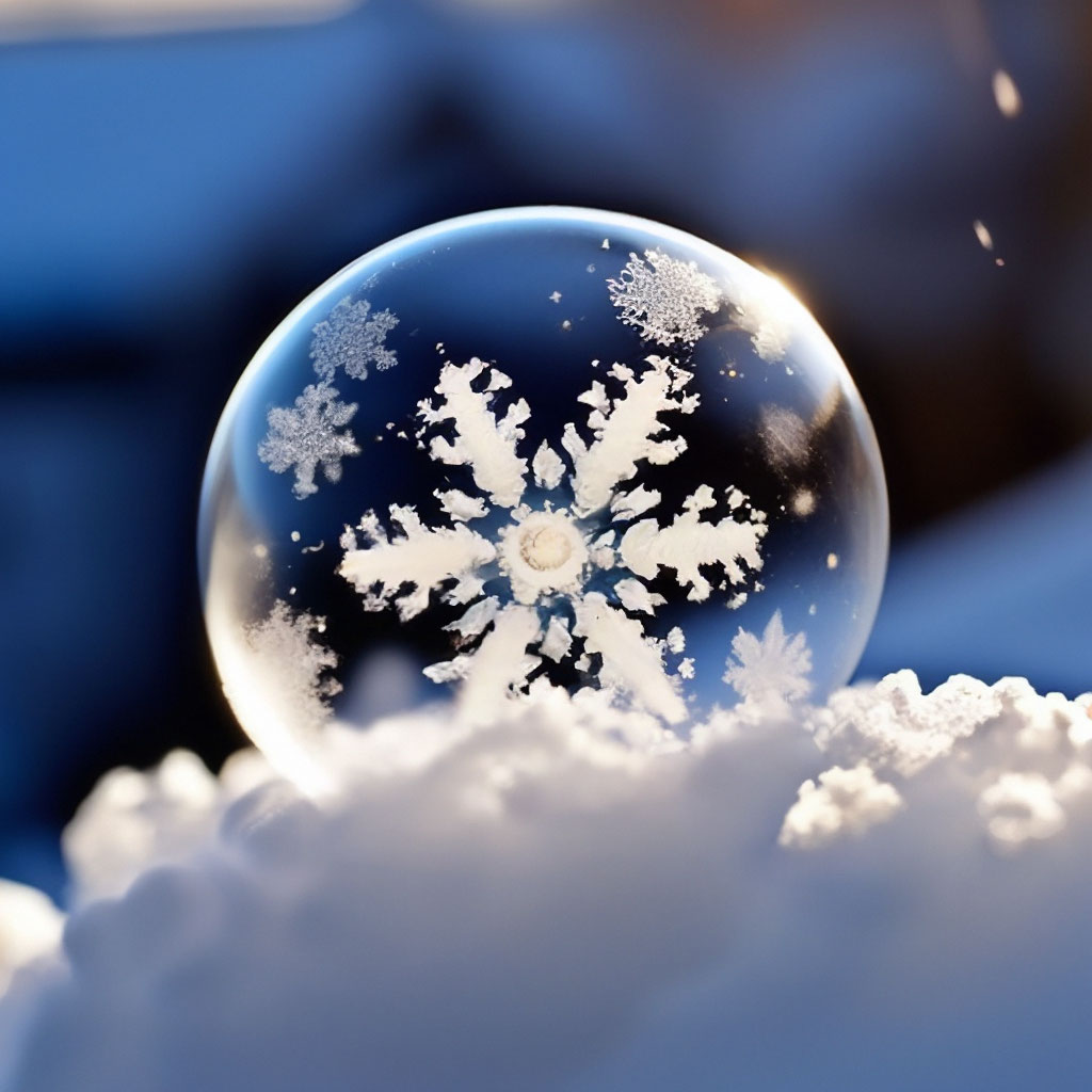 "Soap bubble snowflake" — image created in Shedevrum