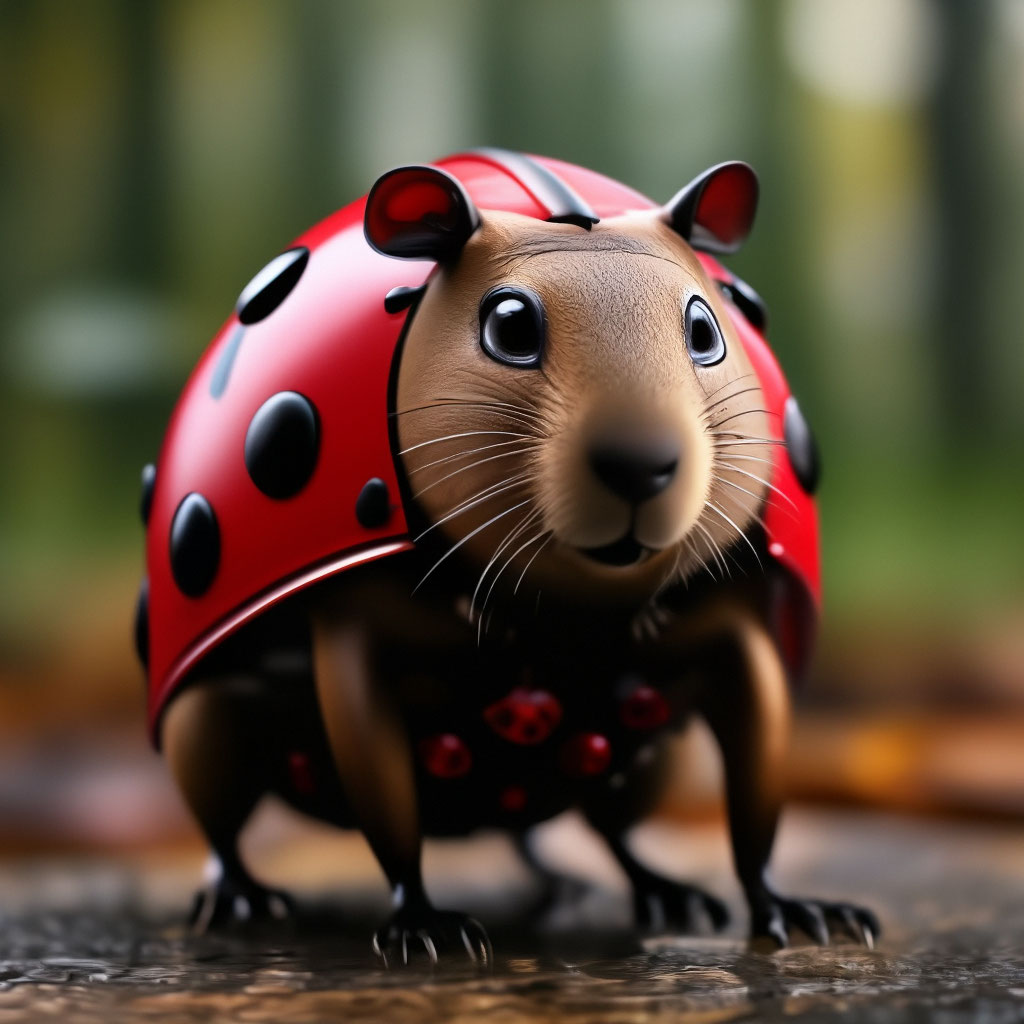 "A hybrid of ladybug and capybara is gloomy" — image created in Shedevrum