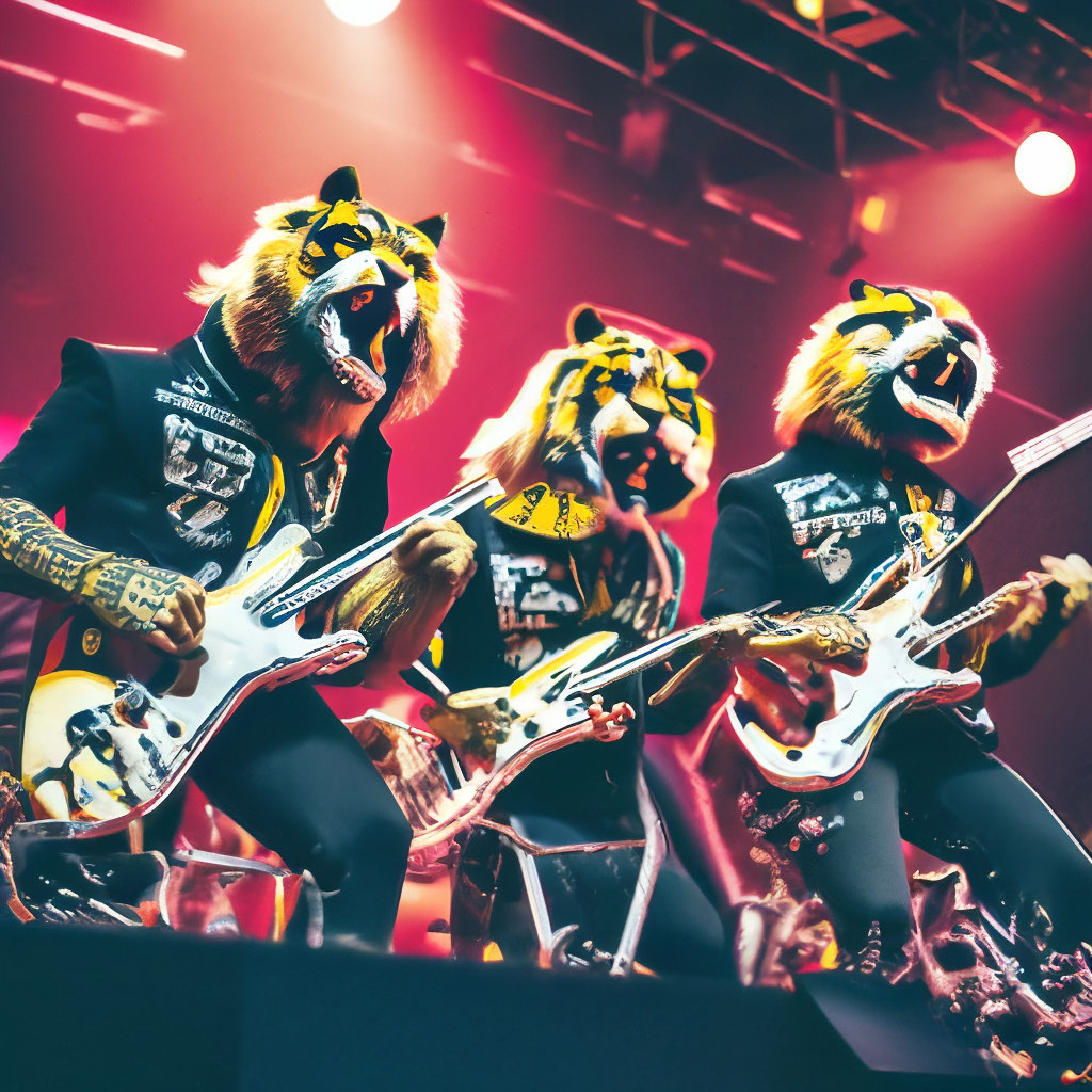 "The rock band Tigers plays music on stage" — image created in Shedevrum