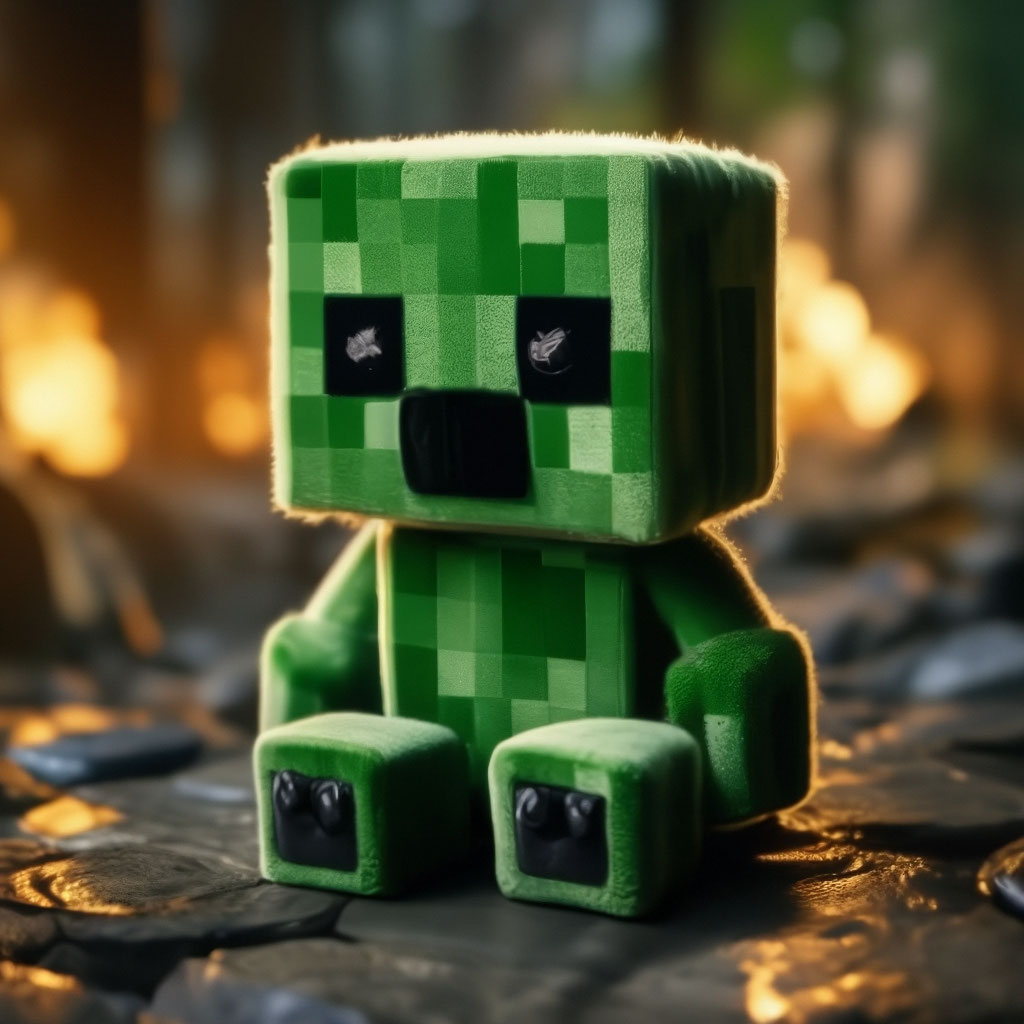 "Plush creeper, aesthetically pleasing, beautiful, realistic ...