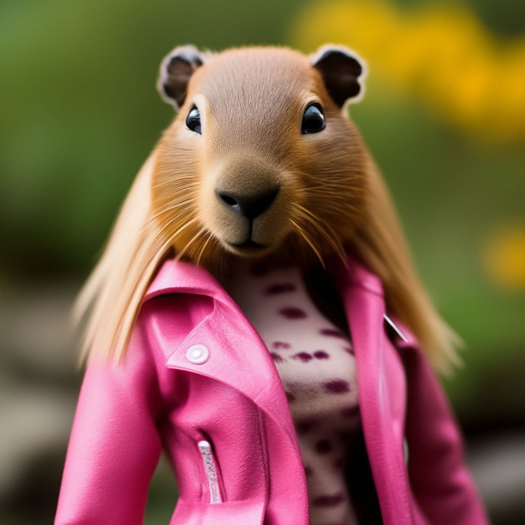 "Barbie-style capybara" — image created in Shedevrum