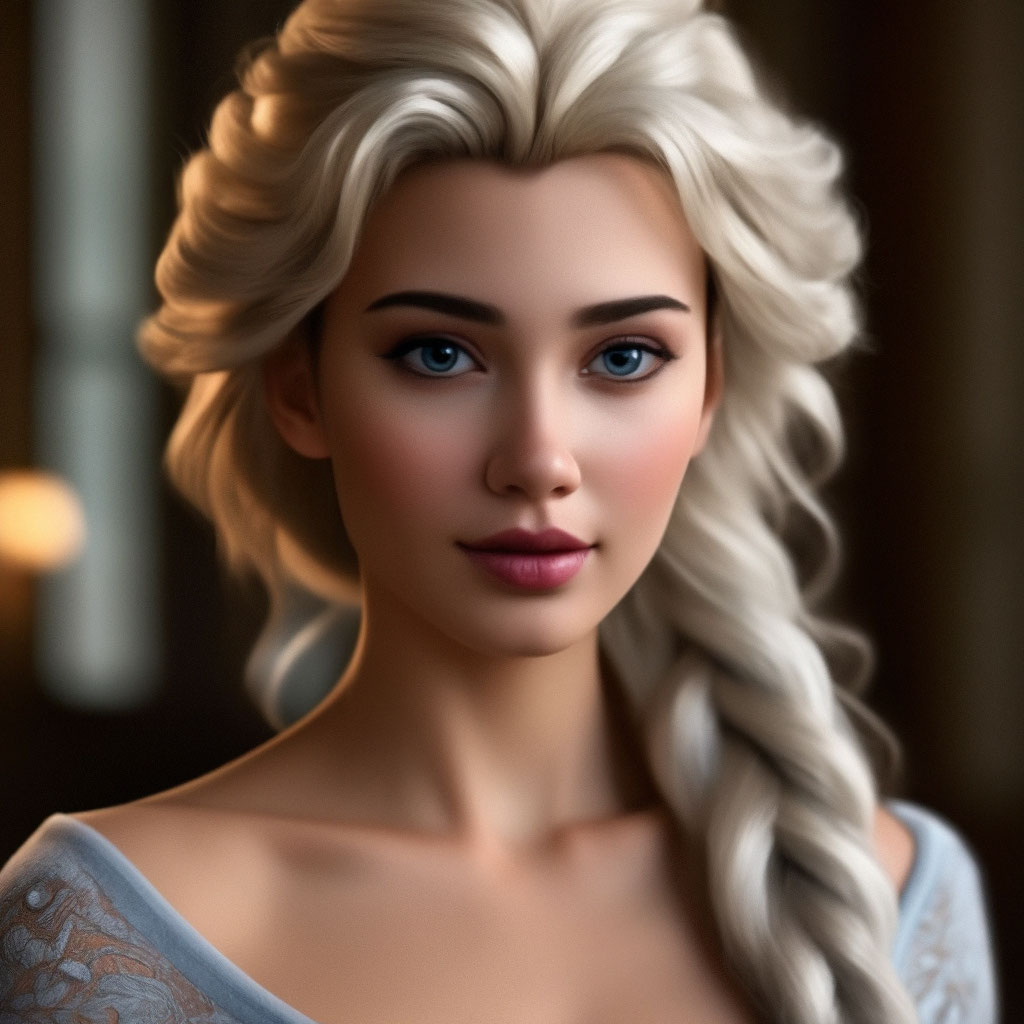 "Elsa in the image of a real person, aesthetically pleasing, beautiful ...