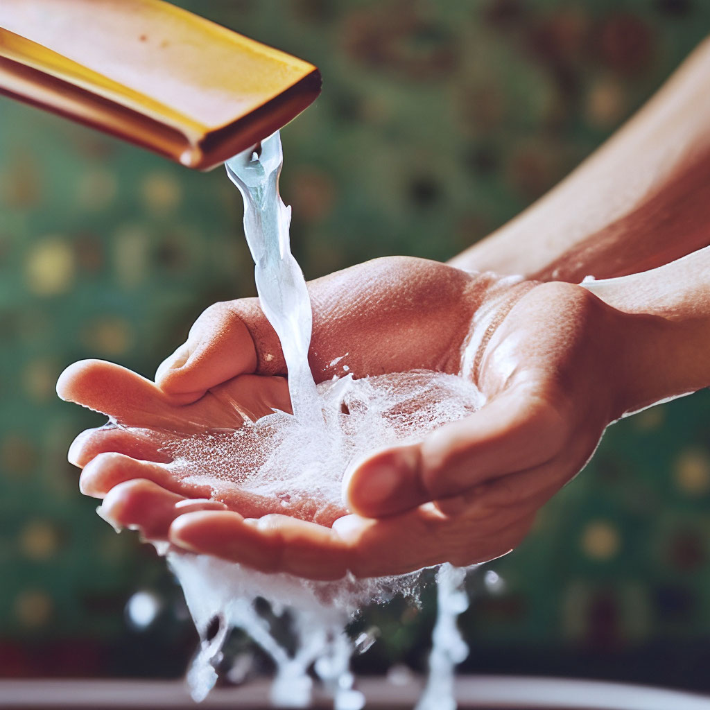 "Wash your hands before eating" — image created in Shedevrum