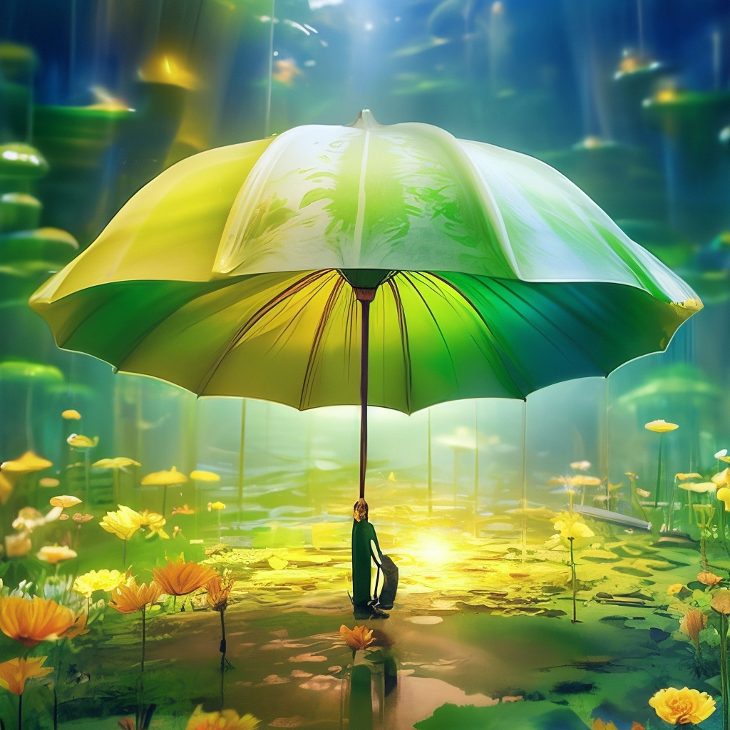 "Hyperrealistic high detail, in an open umbrella there is a diverse ...