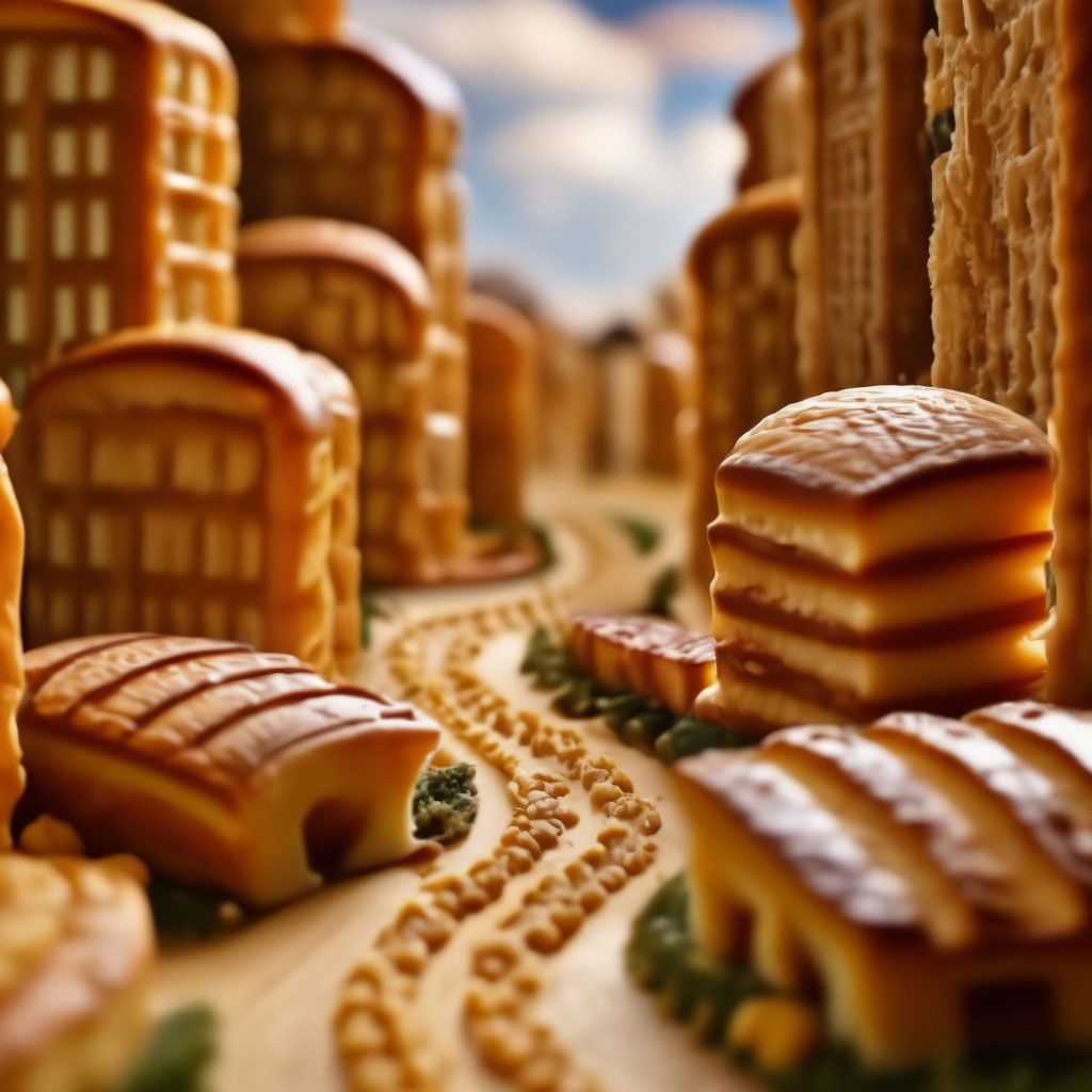 "A bread country where buildings and streets are made of bread ...