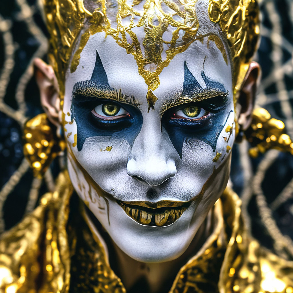 "Joker, surrealism, expressive look, contours of the nose and eyes ...