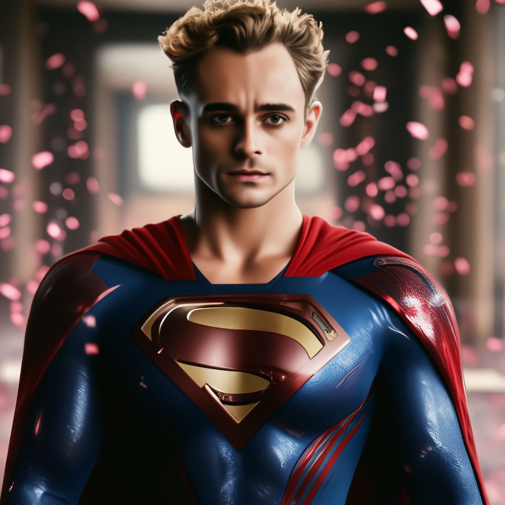 "Daker Montgomery, as Superman, shining, glitter, shimmer, full-length ...