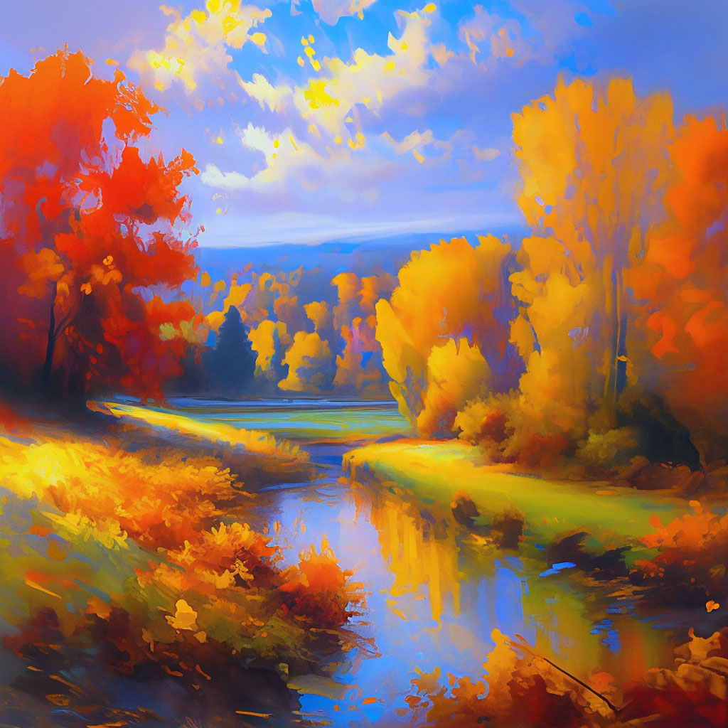 "Autumn landscape in the style of impressionism" — image created in ...
