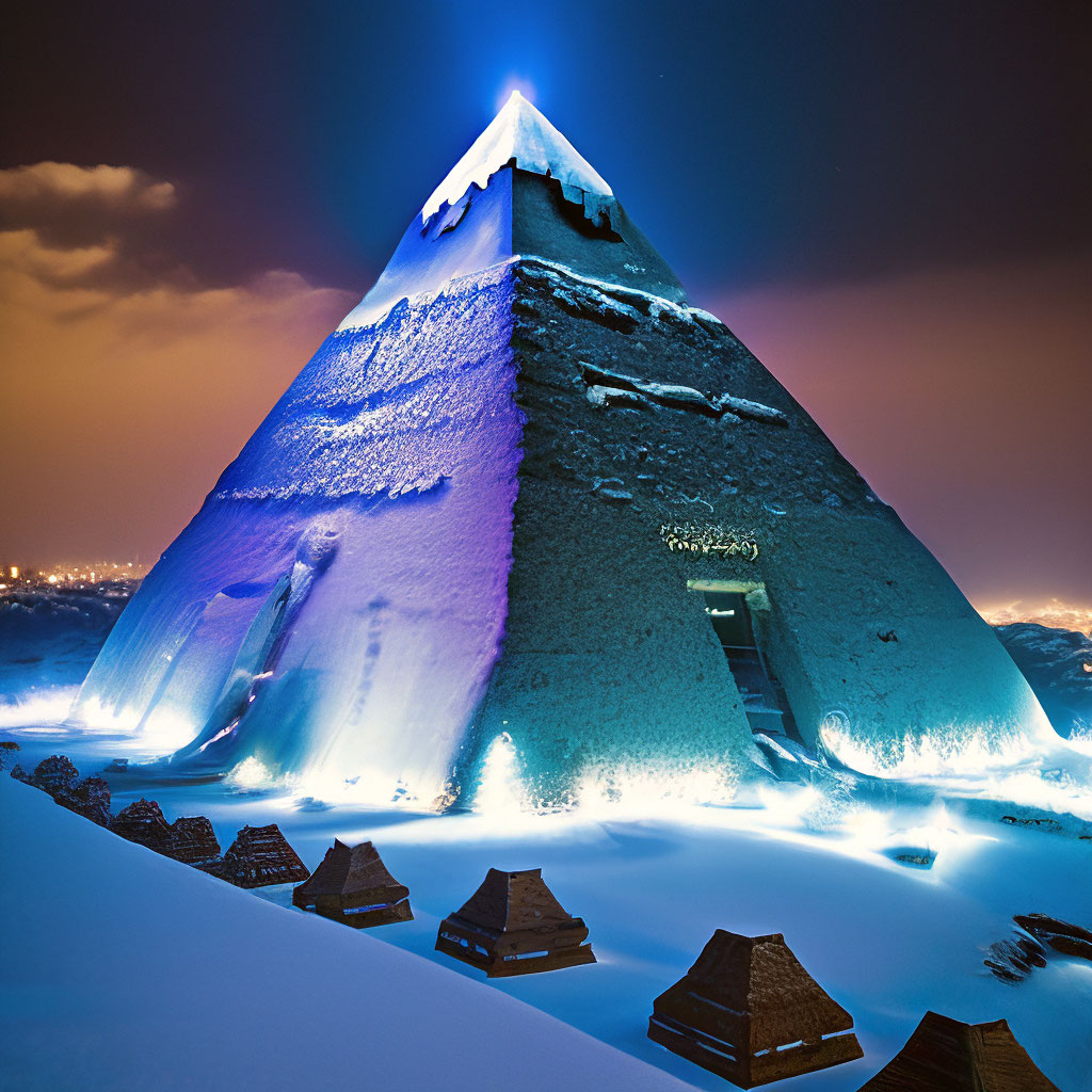 "The Egyptian pyramid in the snow" — image created in Shedevrum