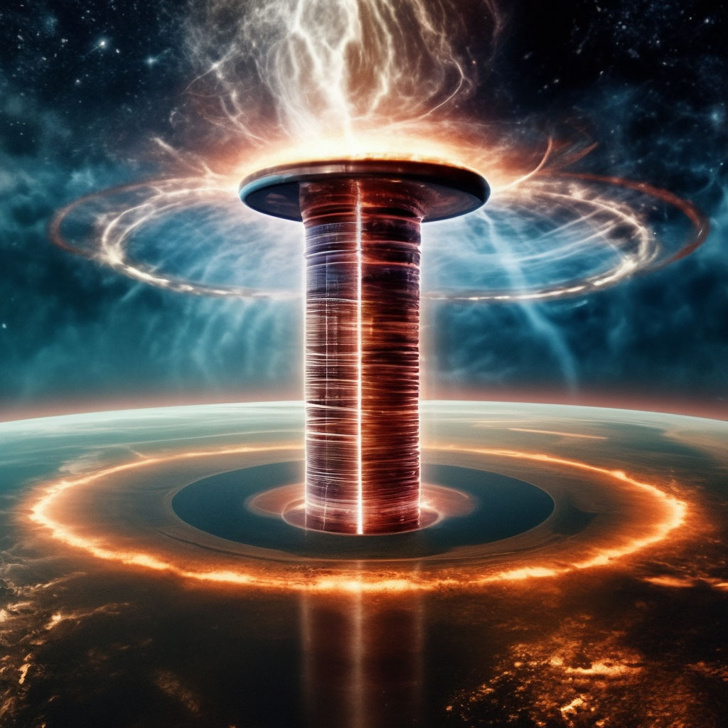 "Tesla coil, space, the future" — image created in Shedevrum
