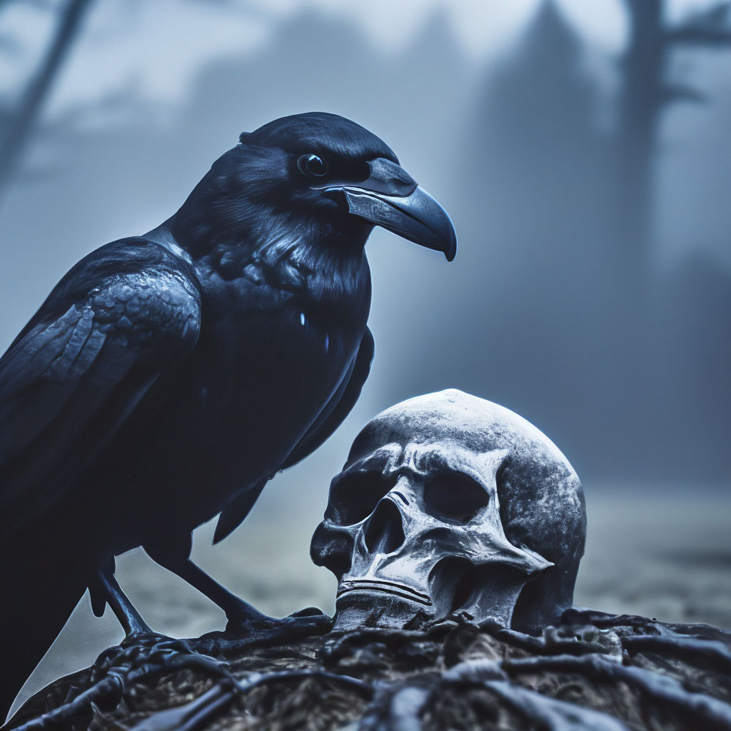 "The raven is the messenger of death. Black magic sits on the skull, an ...