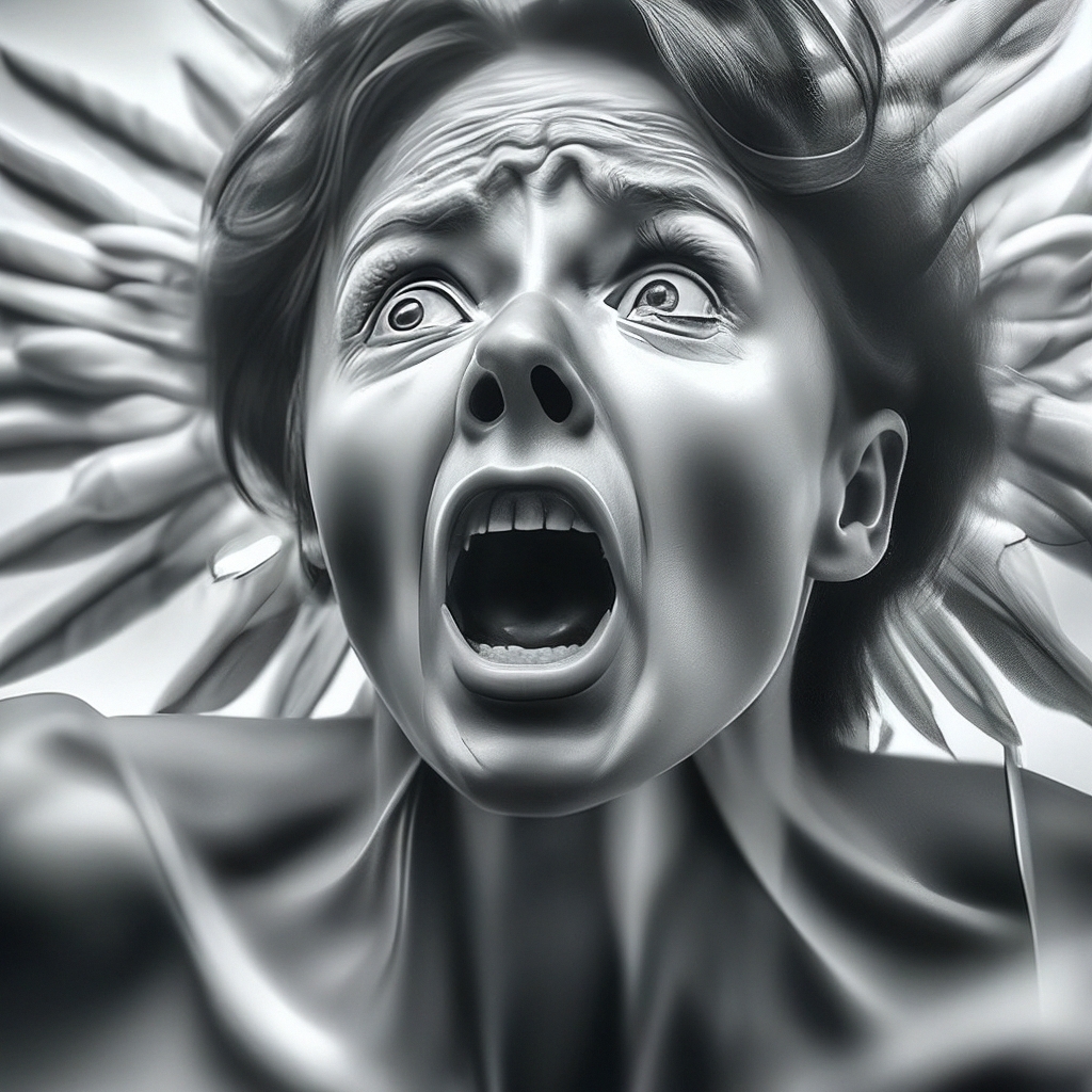 "Seraphim is terrified of this world. pain and horror, no teeth, fright ...